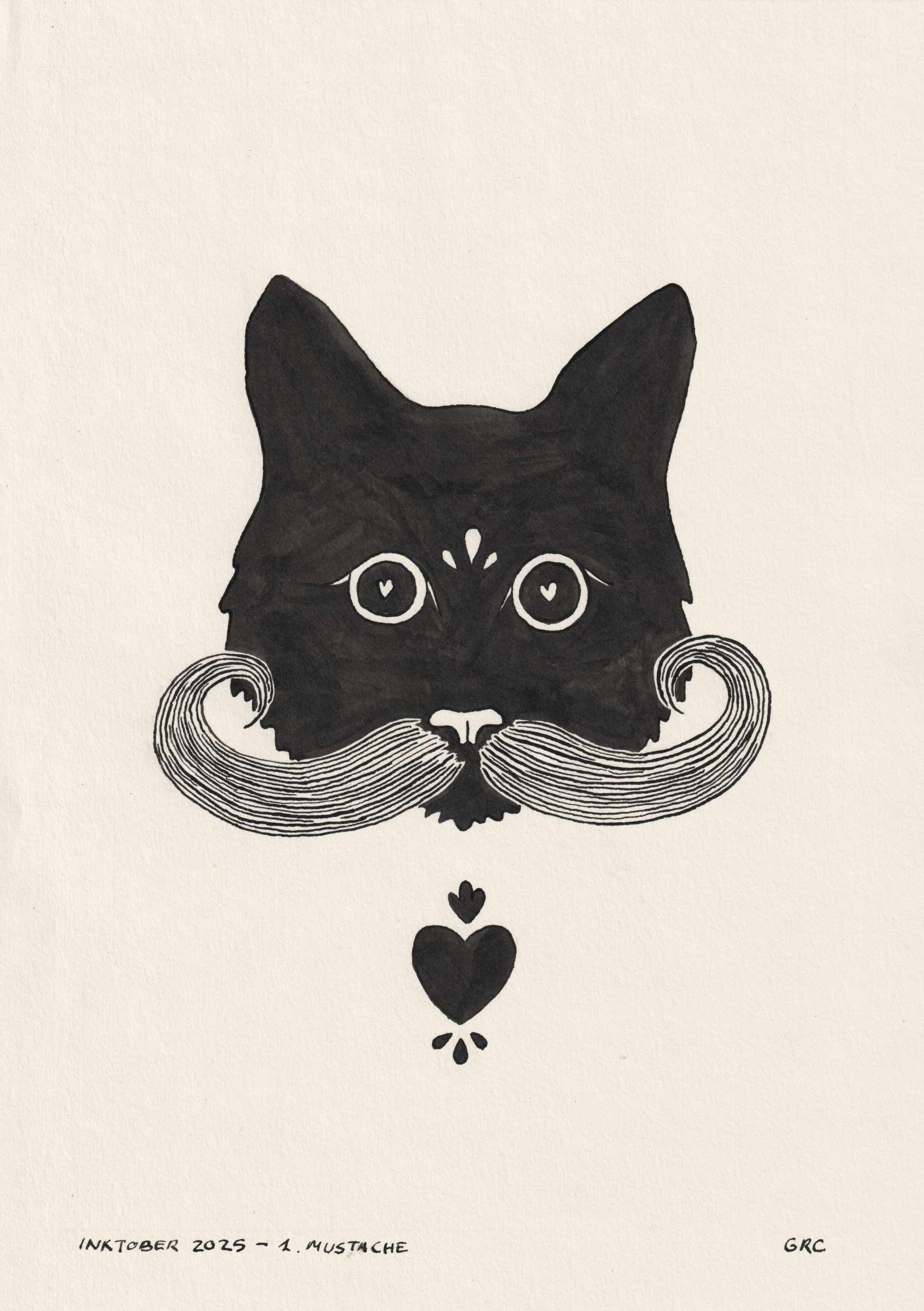 Ilustración Inktober 2025 MUSTACHE (Original) – Gloria Rovira